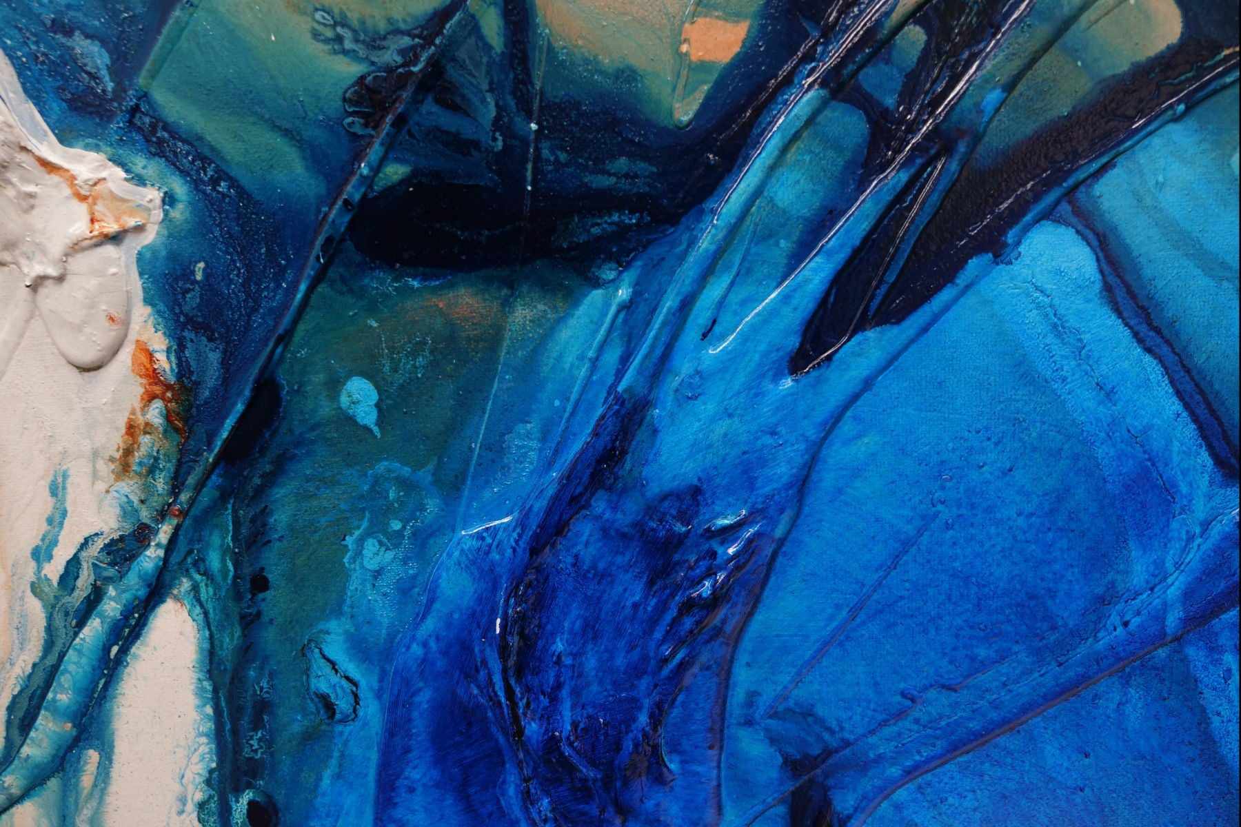 Coastal Torque 150cm x 150cm Orange White Blue Textured Abstract Paint