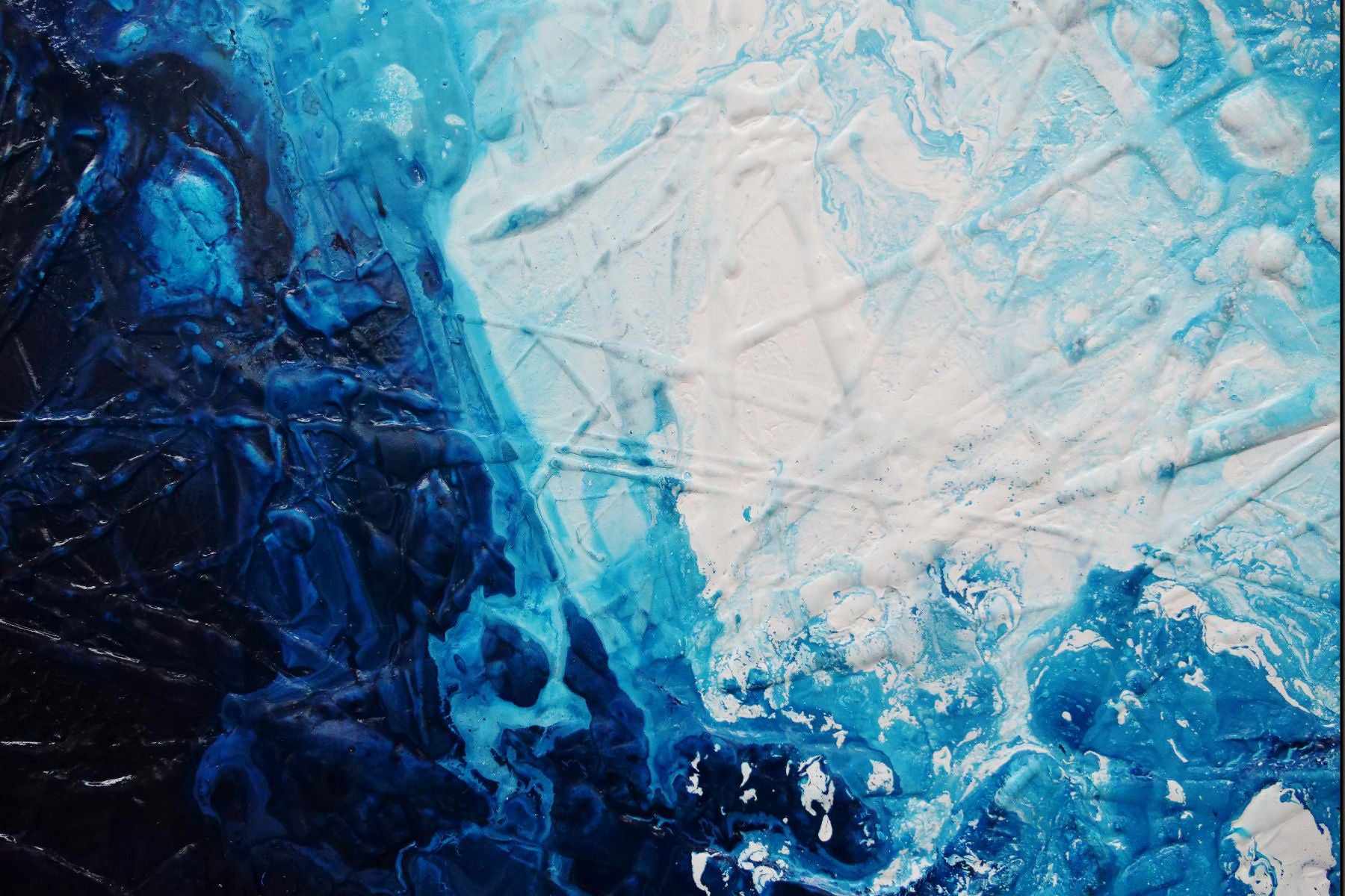 Glacier Blue 160cm x 100cm Blue Textured Abstract Painting