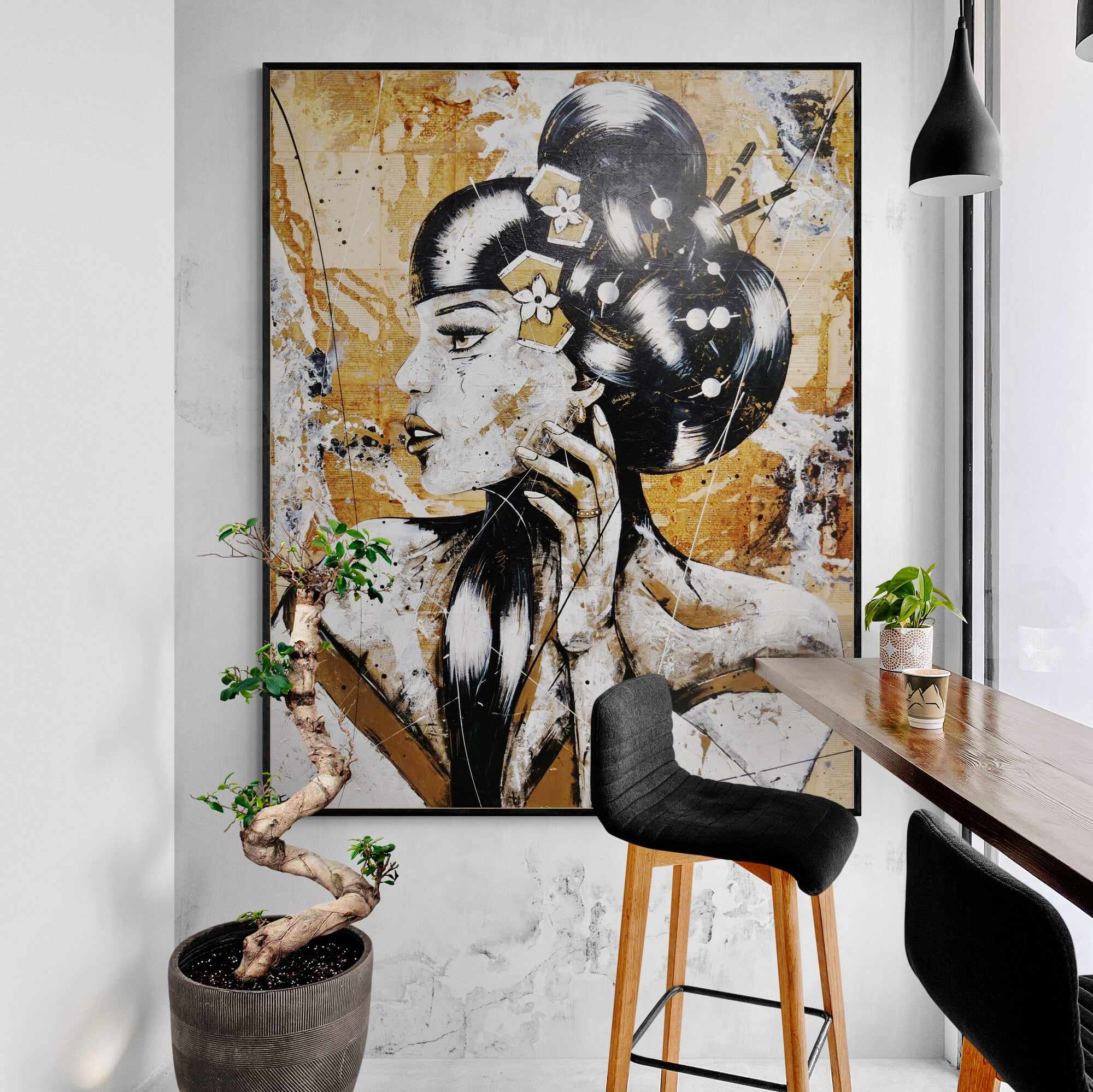 Kin Ojo 120cm x 150cm Geisha Abstract Realism Book Club Painting (SOLD ...