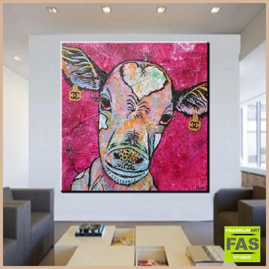 Mini Moo Moo Bobby 120cm x 120cm Pink Cow Painting (SOLD) – Franklin ...