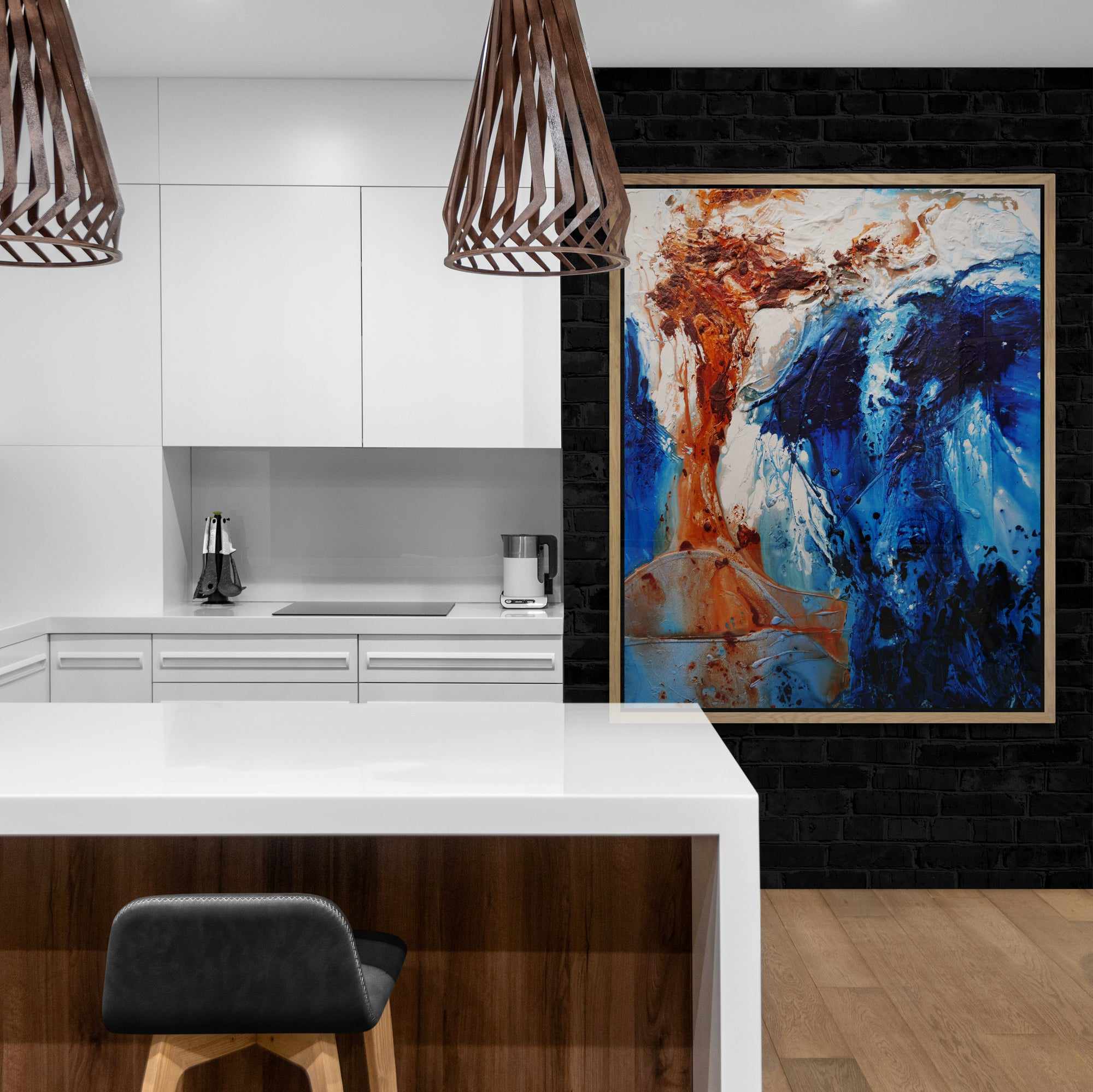 Oxide Landscape 120cm x 150cm Blue Oxide Textured Abstract Painting (S ...