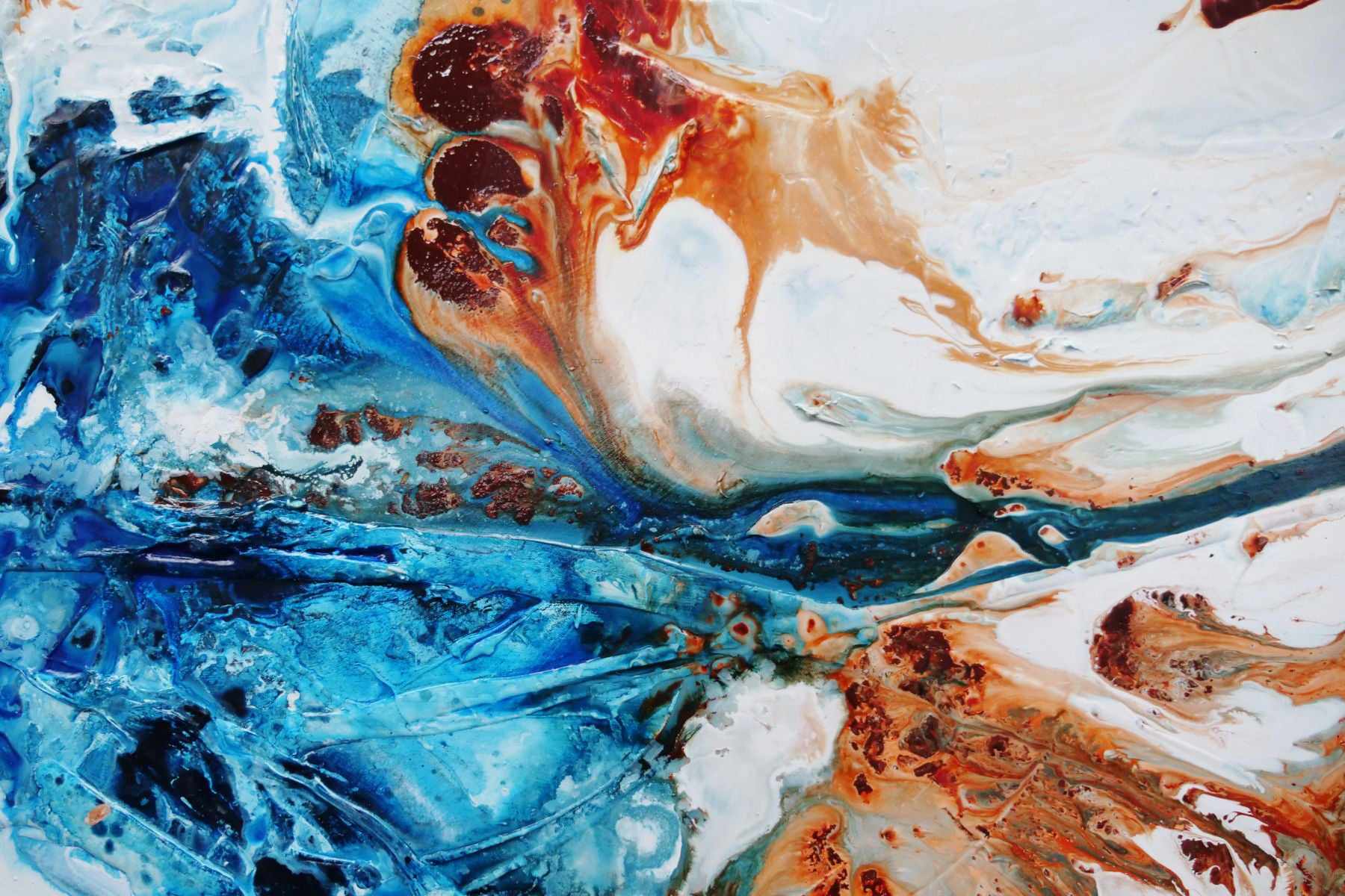 Rust and Azure 240cm x 100cm Blue Oxide Textured Abstract Painting (SO