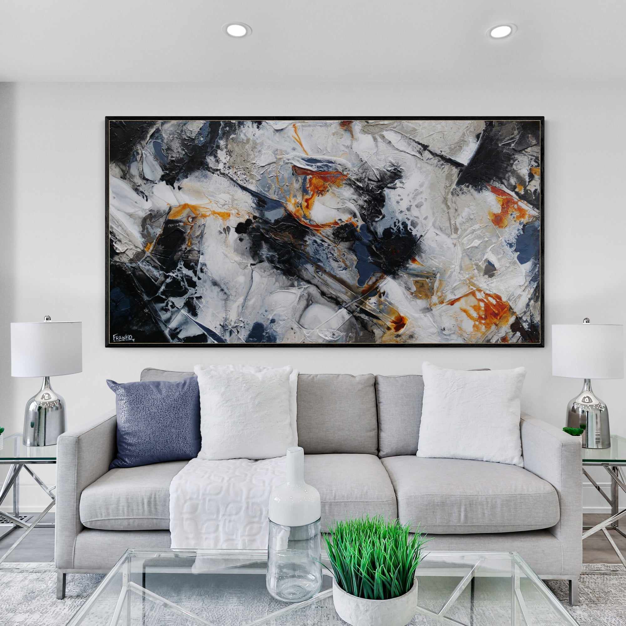 Rusted Icon 190cm x 100cm Grey Black Rust Textured Abstract Painting ...