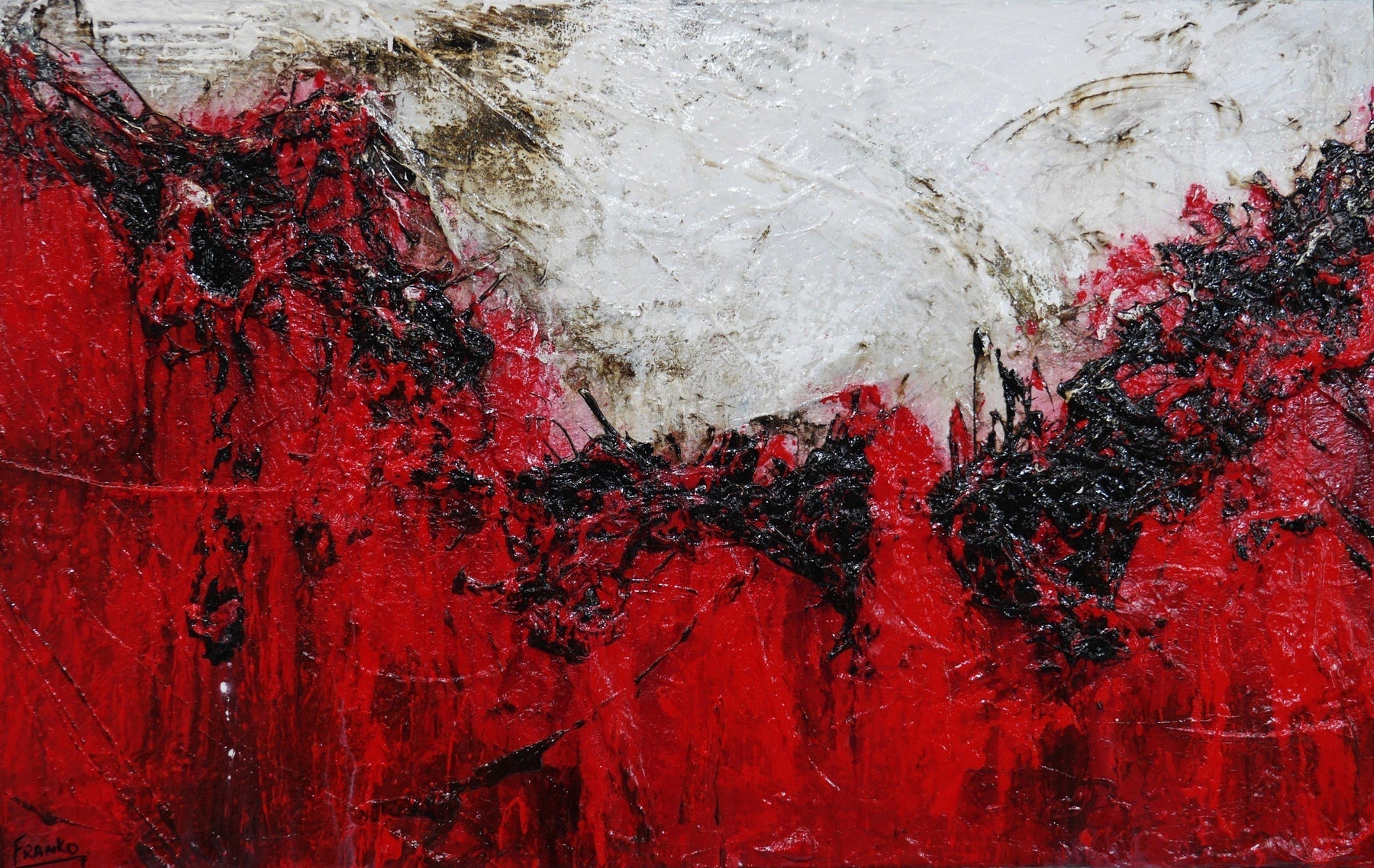 Scarlett Addiction 160cm x 100cm White Red Textured Abstract Painting