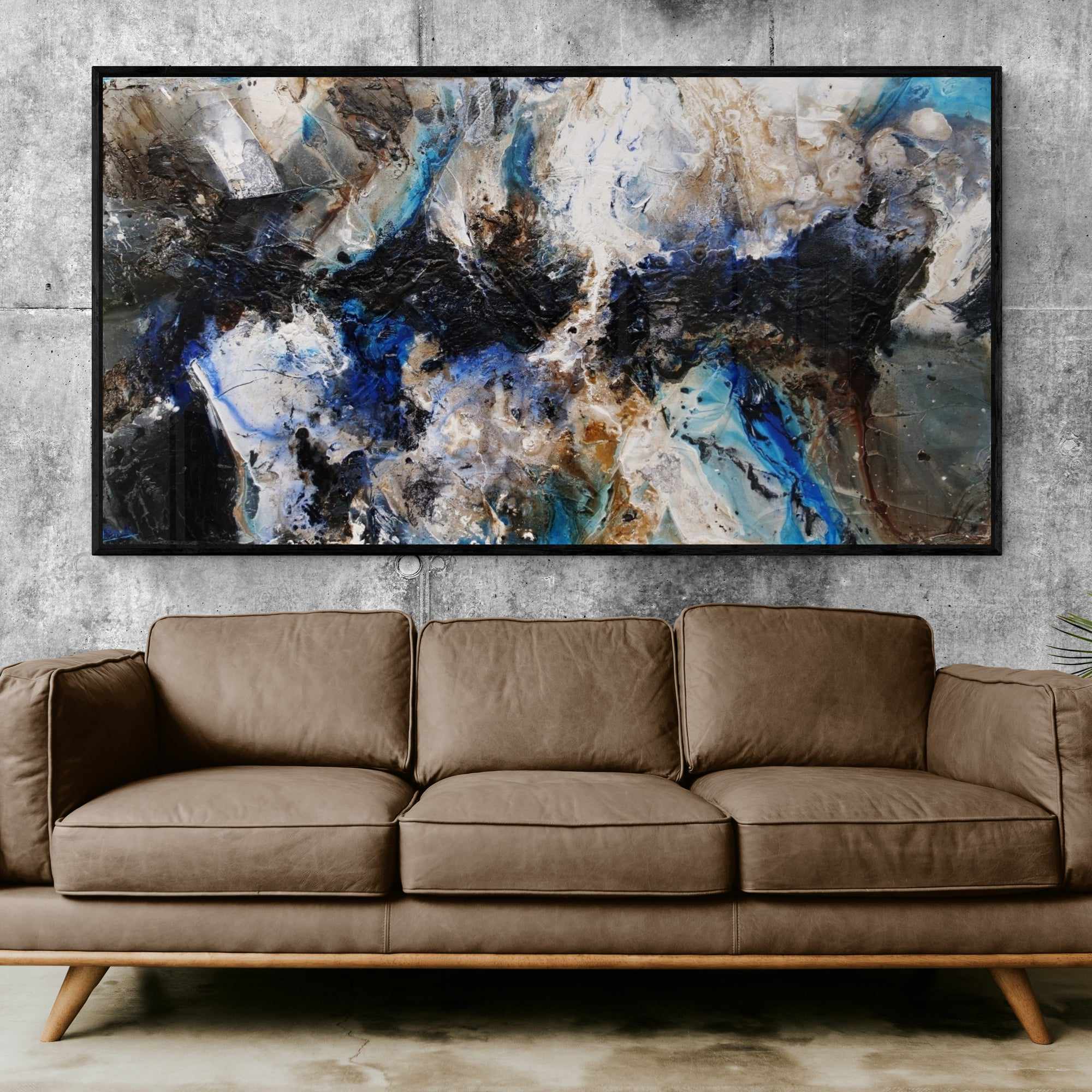Slated Rapture 190cm x 100cm Blue Rust Black Textured Abstract Paintin ...
