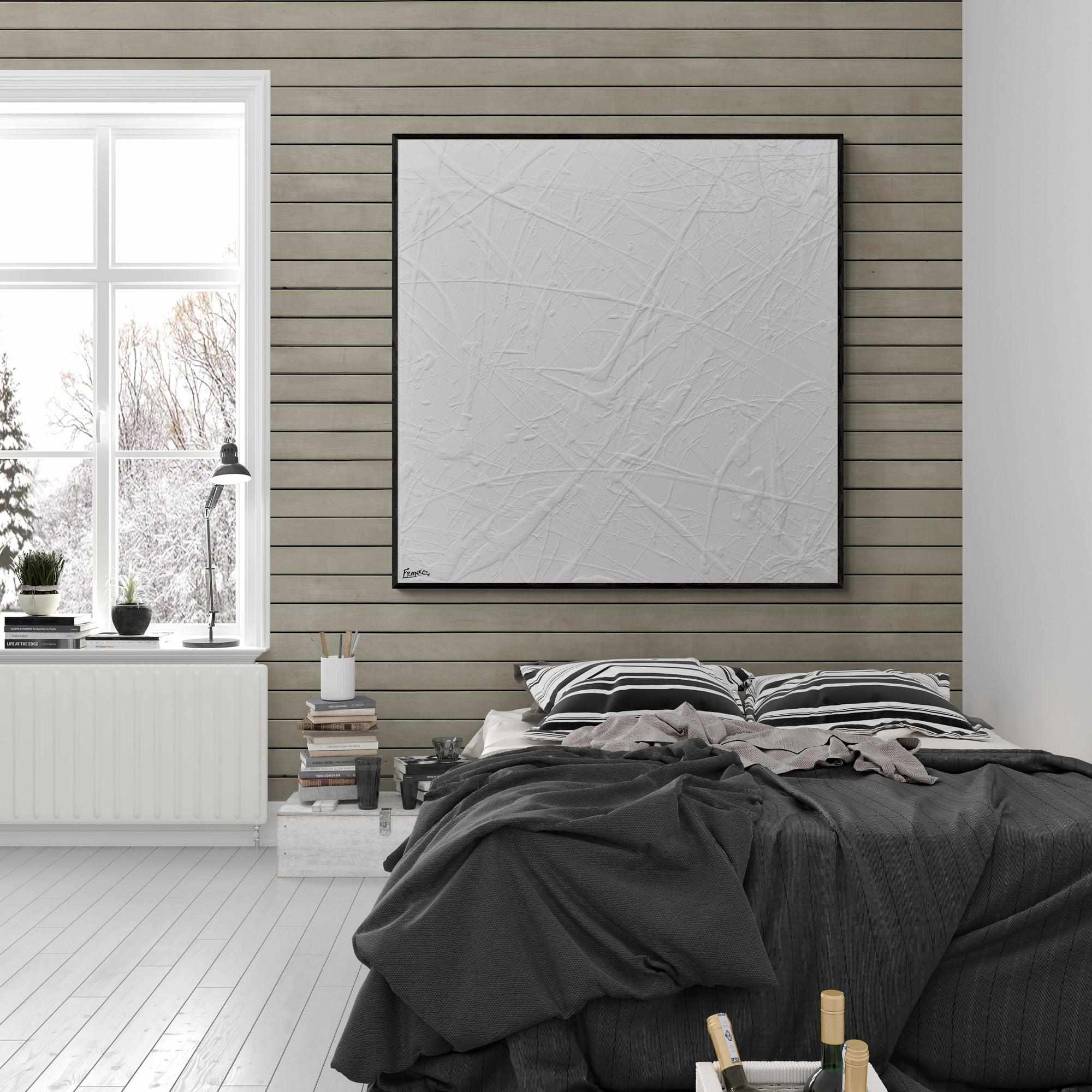 White Lines 120cm x 120cm TEXTURED White Abstract Painting (SOLD ...