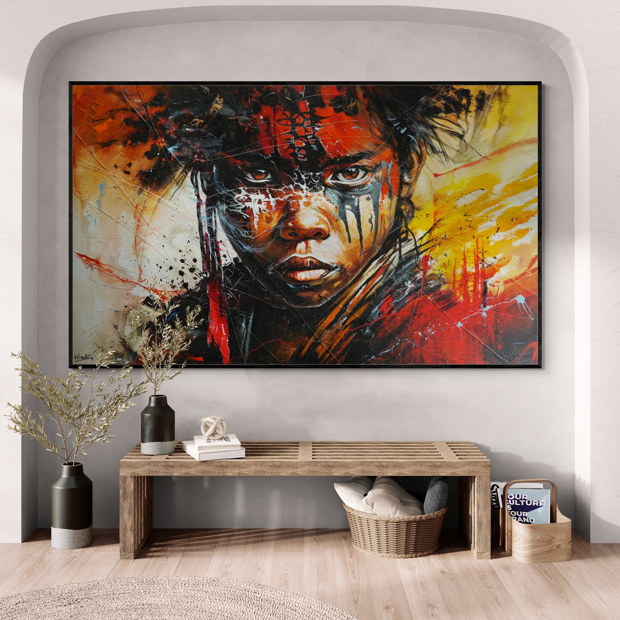 Fearless 200cm x 120cm Brave and Beautiful Abstract Framed Textured Pa ...