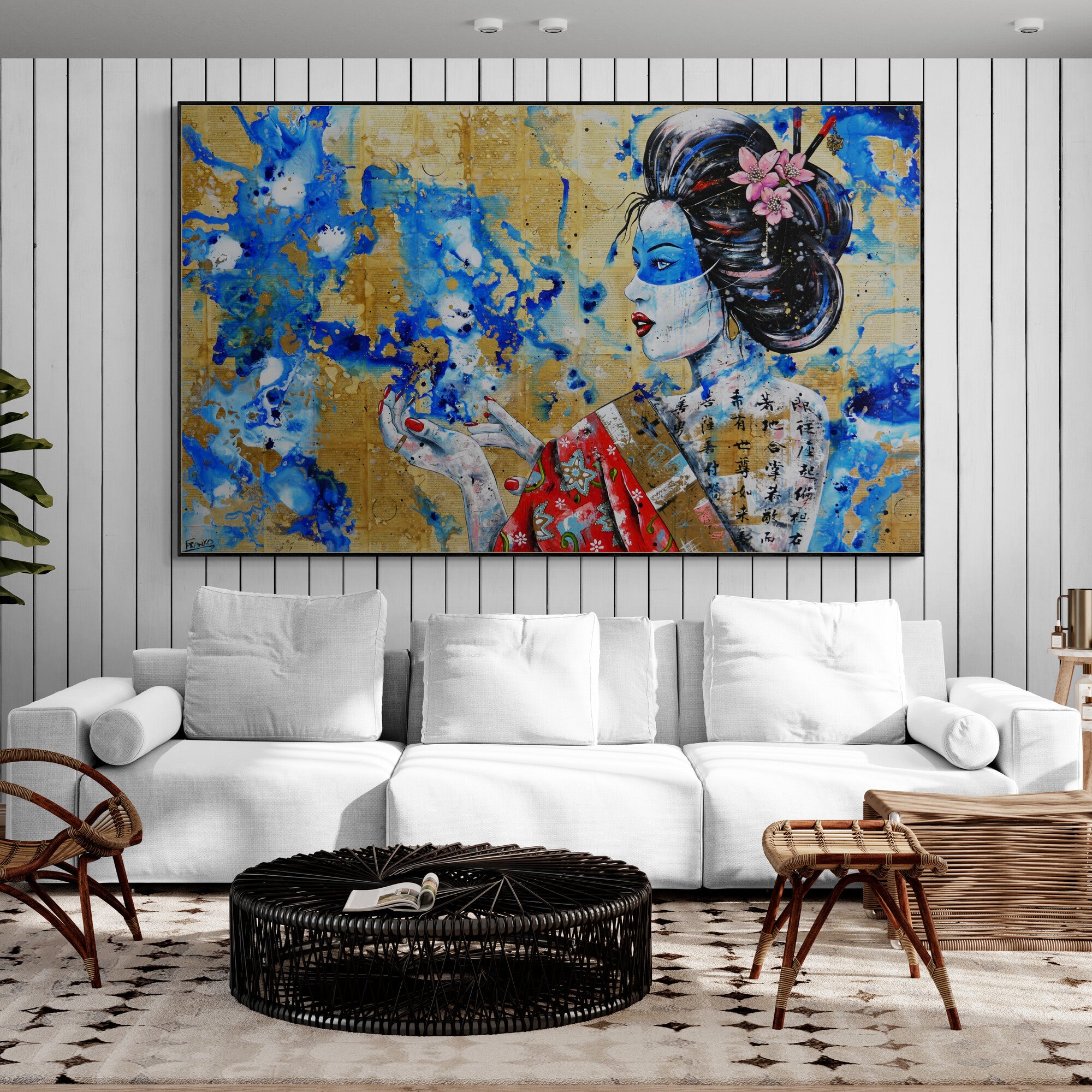 Aquilla 200cm x 120cm Geisha Abstract Realism Book Club Painting ...