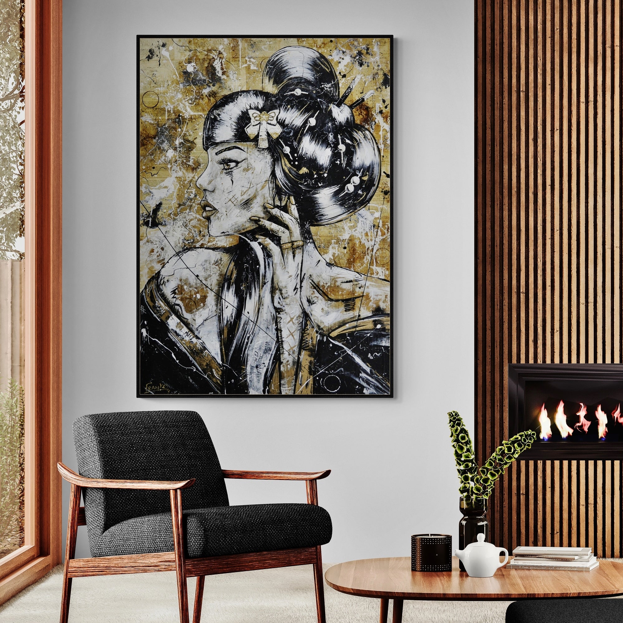 Golden Tigerlily 100cm x 140cm Geisha Abstract Realism Book Club Paint ...