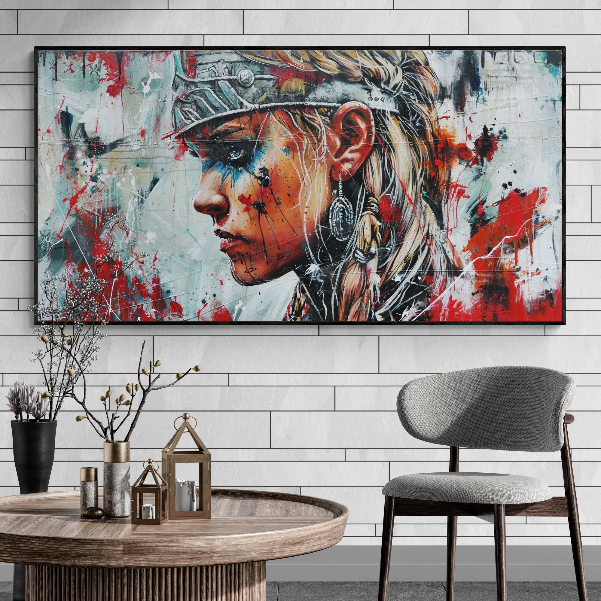 Tyra 190cm x 100cm Brave and Beautiful Abstract Framed Textured Painti ...