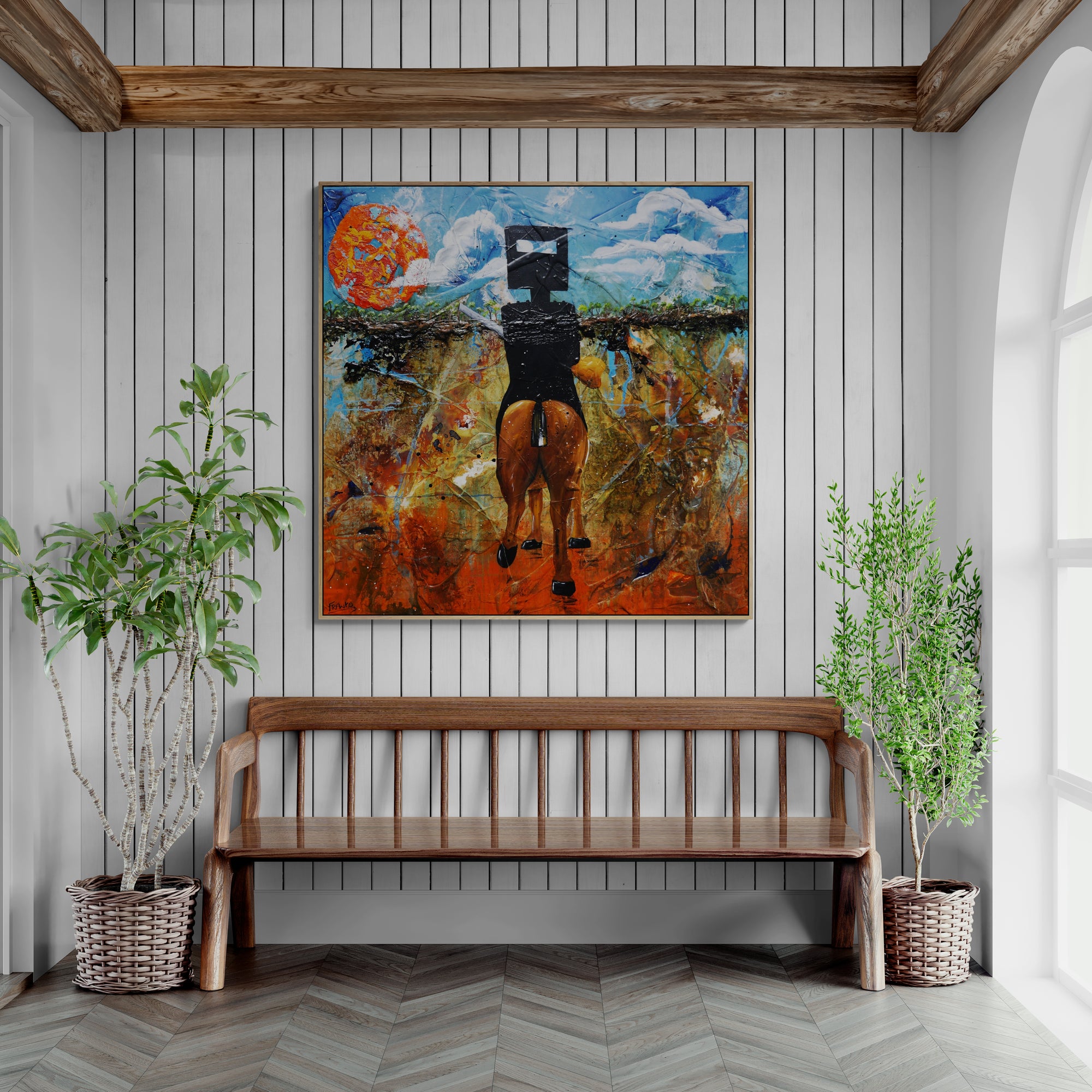 Solo Rider Ned 120cm x 120cm Ned Kelly Textured Abstract Painting (SOL ...